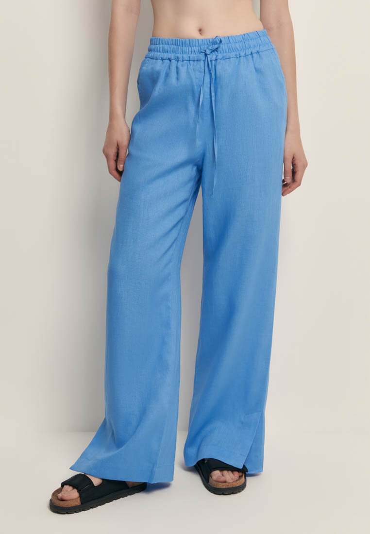 Брюки льняные прямые на резинке