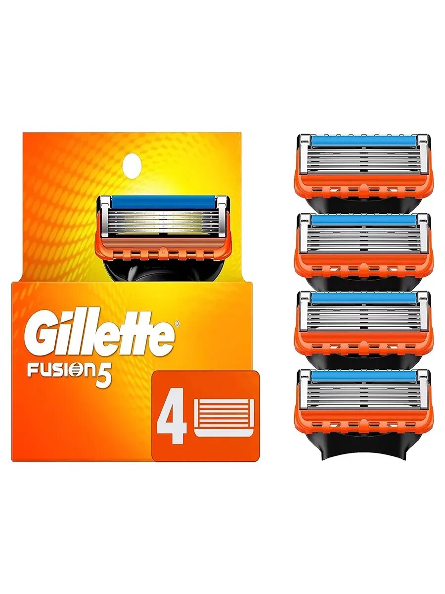 Кассеты Gillette Fusion5, для мужской бритвы, сменная кассета, 5 бреющих элементов, 4шт