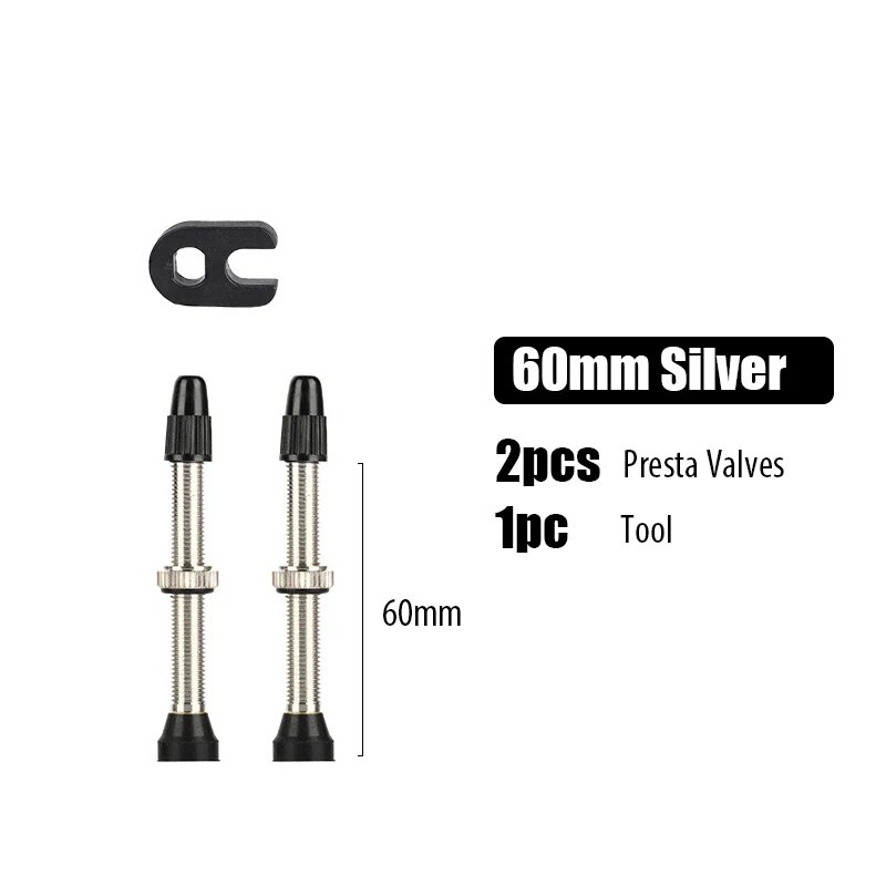 RISK Бескамерные клапаны преста 40 44 48 60 80 мм, 2 шт 60mm Silver