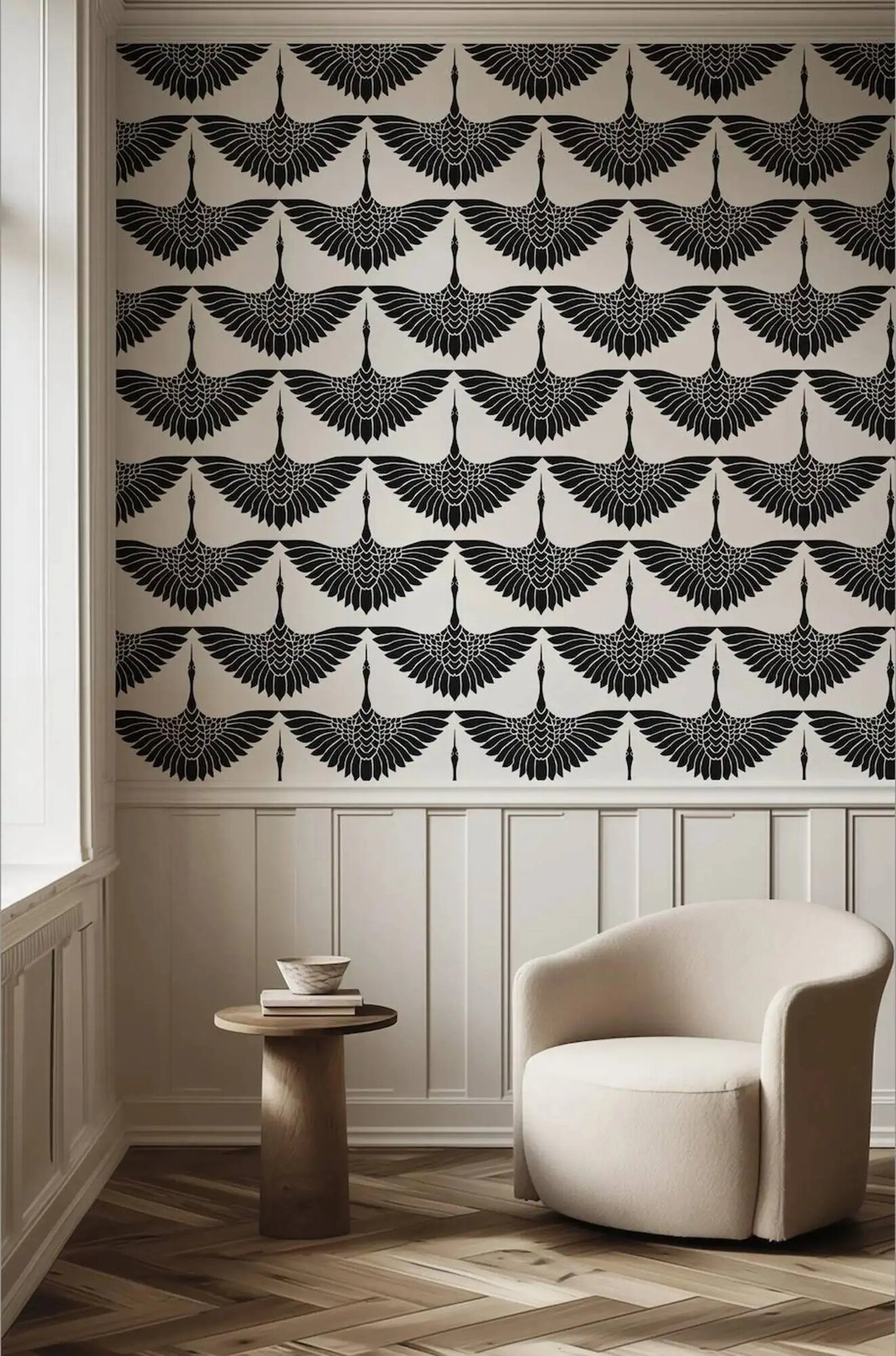 Черные журавли, временные обои Pixel&Wall Tradition Un-paste