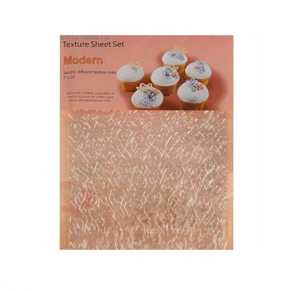Современный набор текстурных листов (молдов) для украшения кондитерских изделий (6 шт.)
