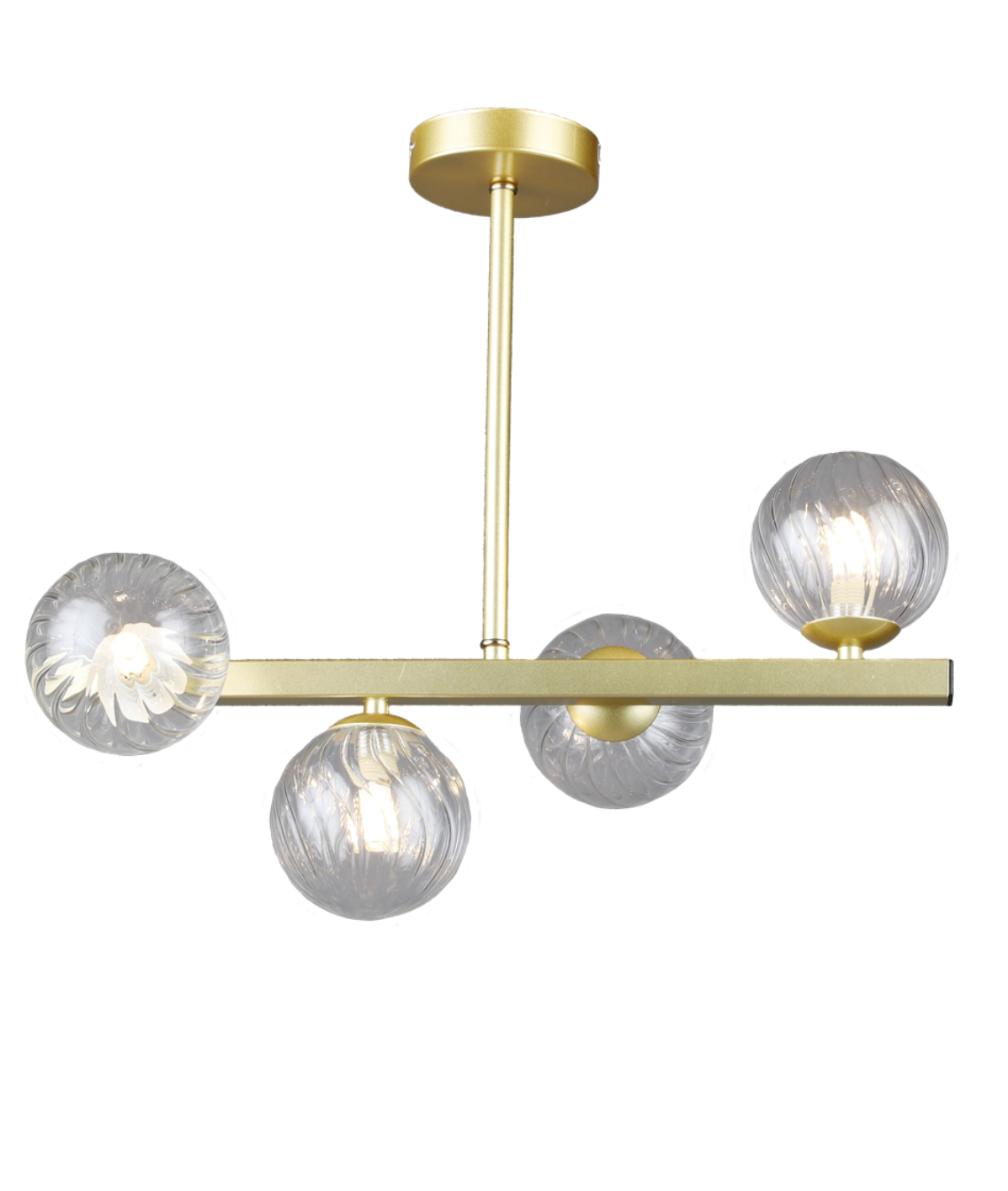 Люстра Престиж золото потолочная с прозрачными плафонами на 4 лампы G9