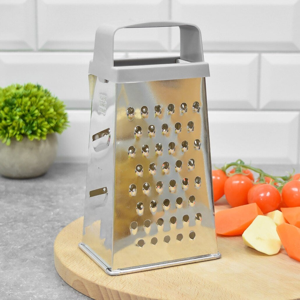 Терка 4-х гранная с пластиковой ручкой, 11х8,5х22см, удобная и практичная