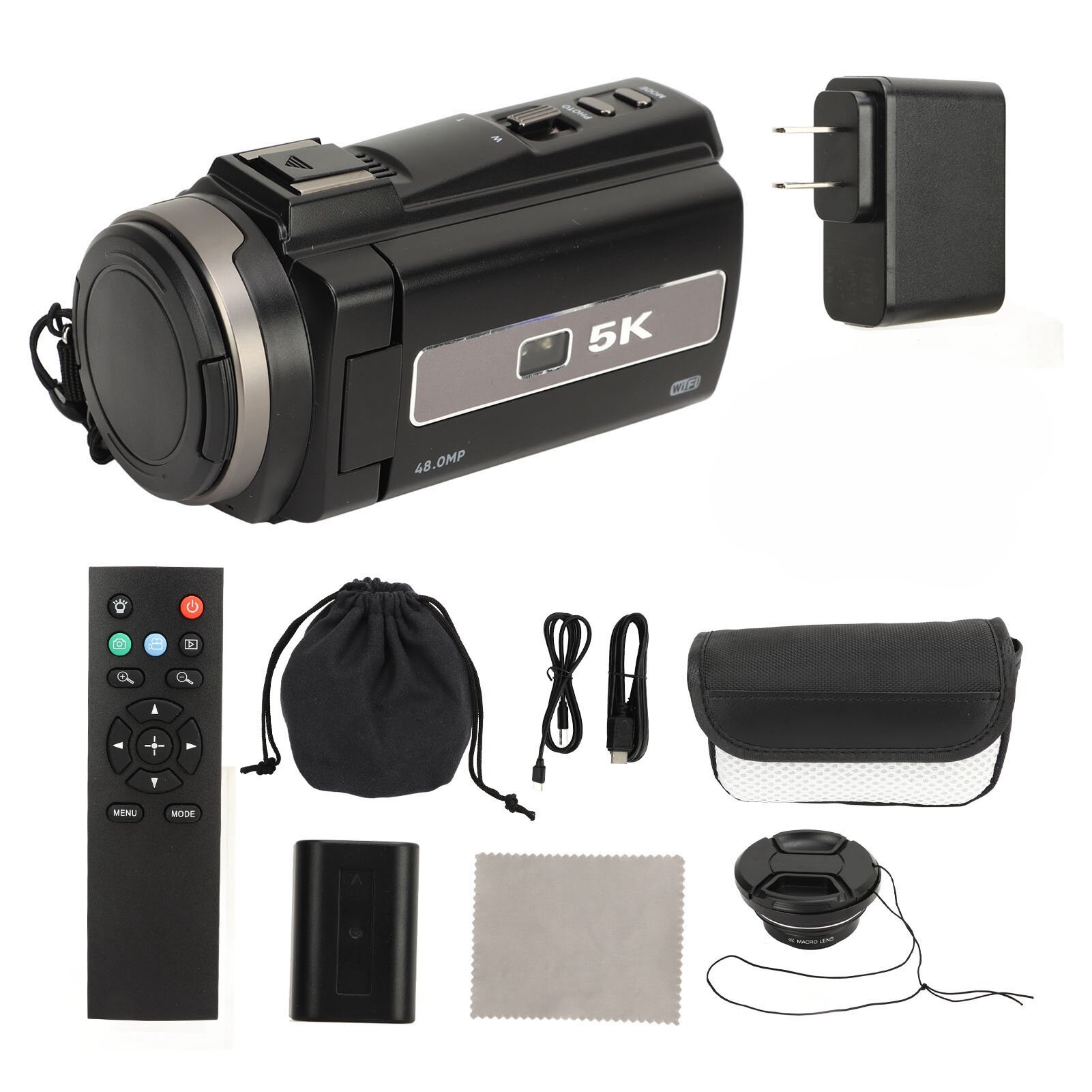 5K 48MP HD Digital Video Camera 16X Zoom Touch IPS Screen with W1 Lens