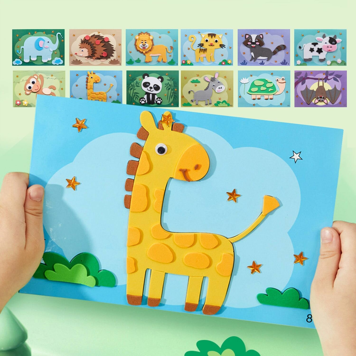 Акция! Набор для аппликации детский, безопасные материалы, с шаблонами, для творческих занятий в детском саду/доме