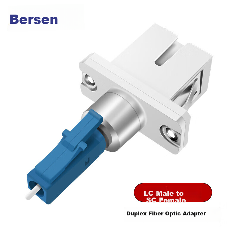 Bersen LC to SC Single Mode Fiber Optic Coupler Flange Plate Fiber Adapter Connector Adapter Male to Female Converter BSD-LC-SC-1