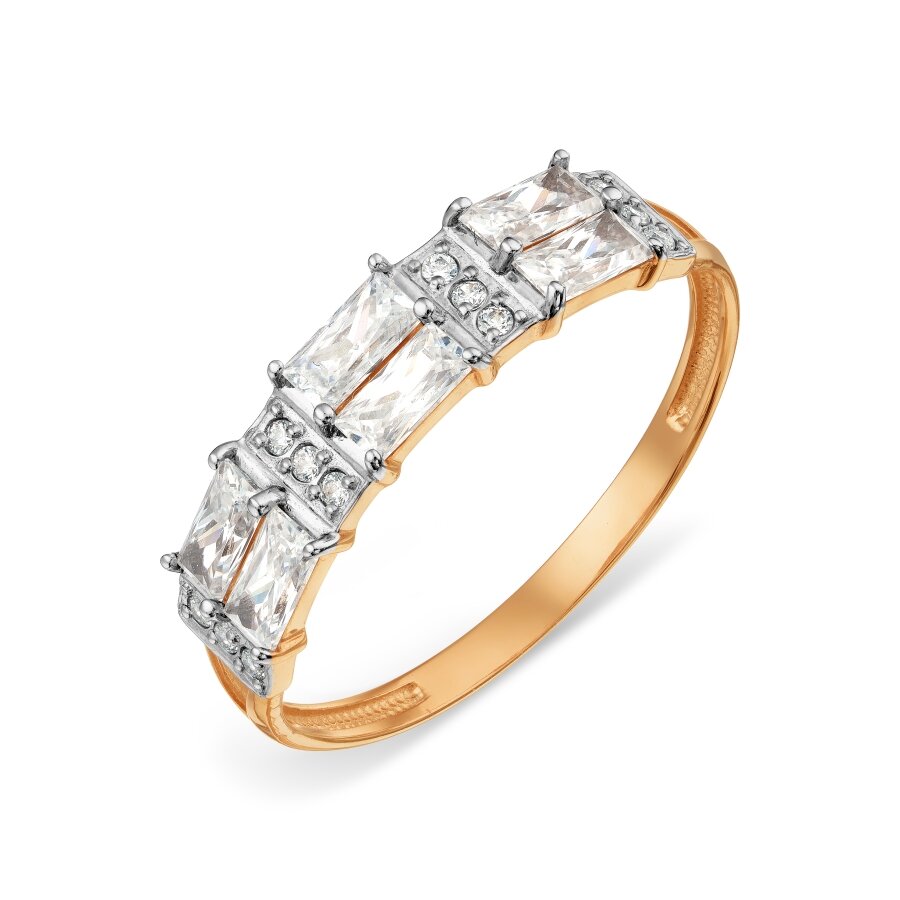 Кольцо, золото, 585 проба, кристаллы Swarovski