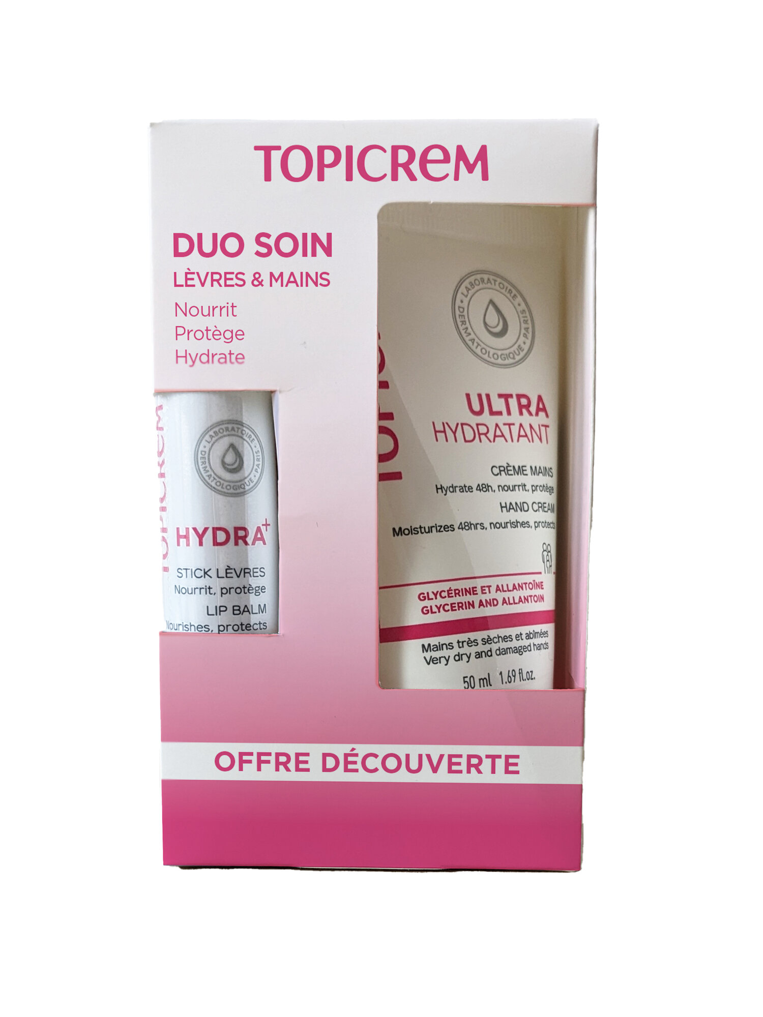 Топикрем Topicrem Набор: Ультра-увлажняющий крем для рук 50 мл + Бальзам для губ 4 гр