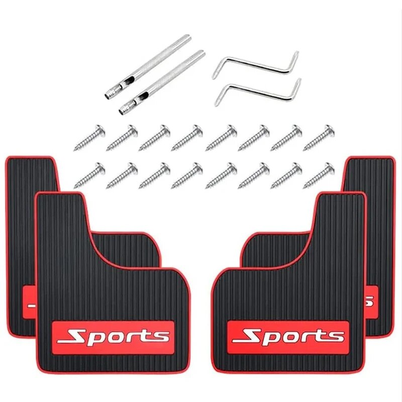 Комплект брызговиков "Sports" в салон, 4шт, красный