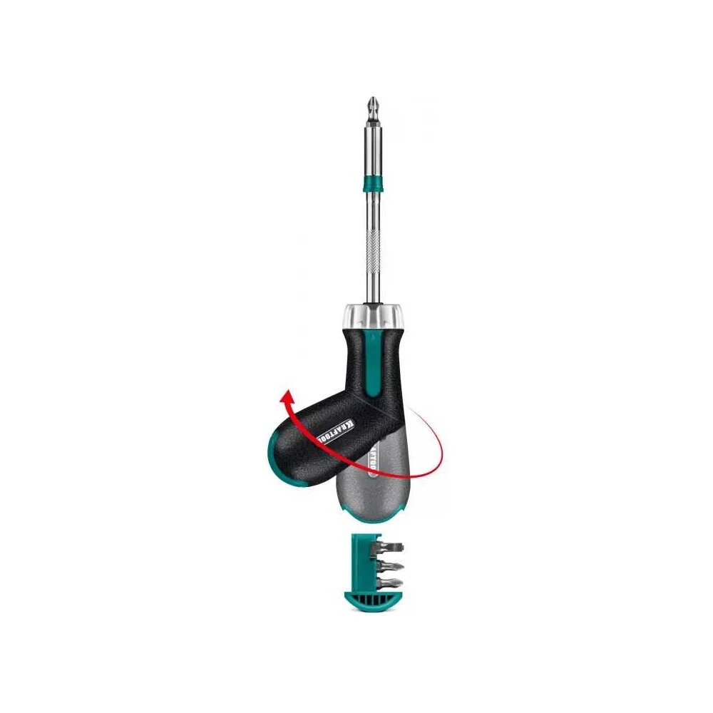 Рычажная реверсивная отвертка с битами KRAFTOOL Extrem 6 шт 25899 для увеличения момента