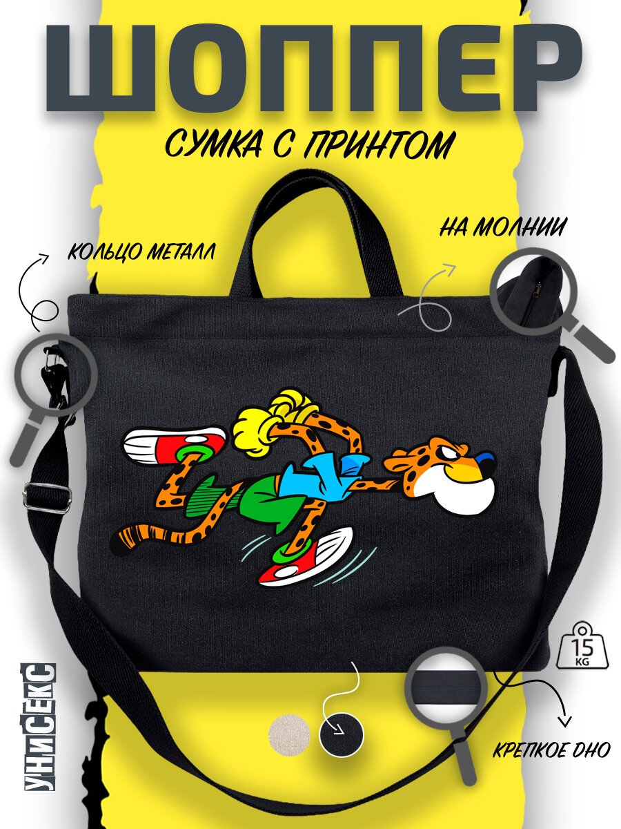 Сумка  шоппер y2k через плечо леопард