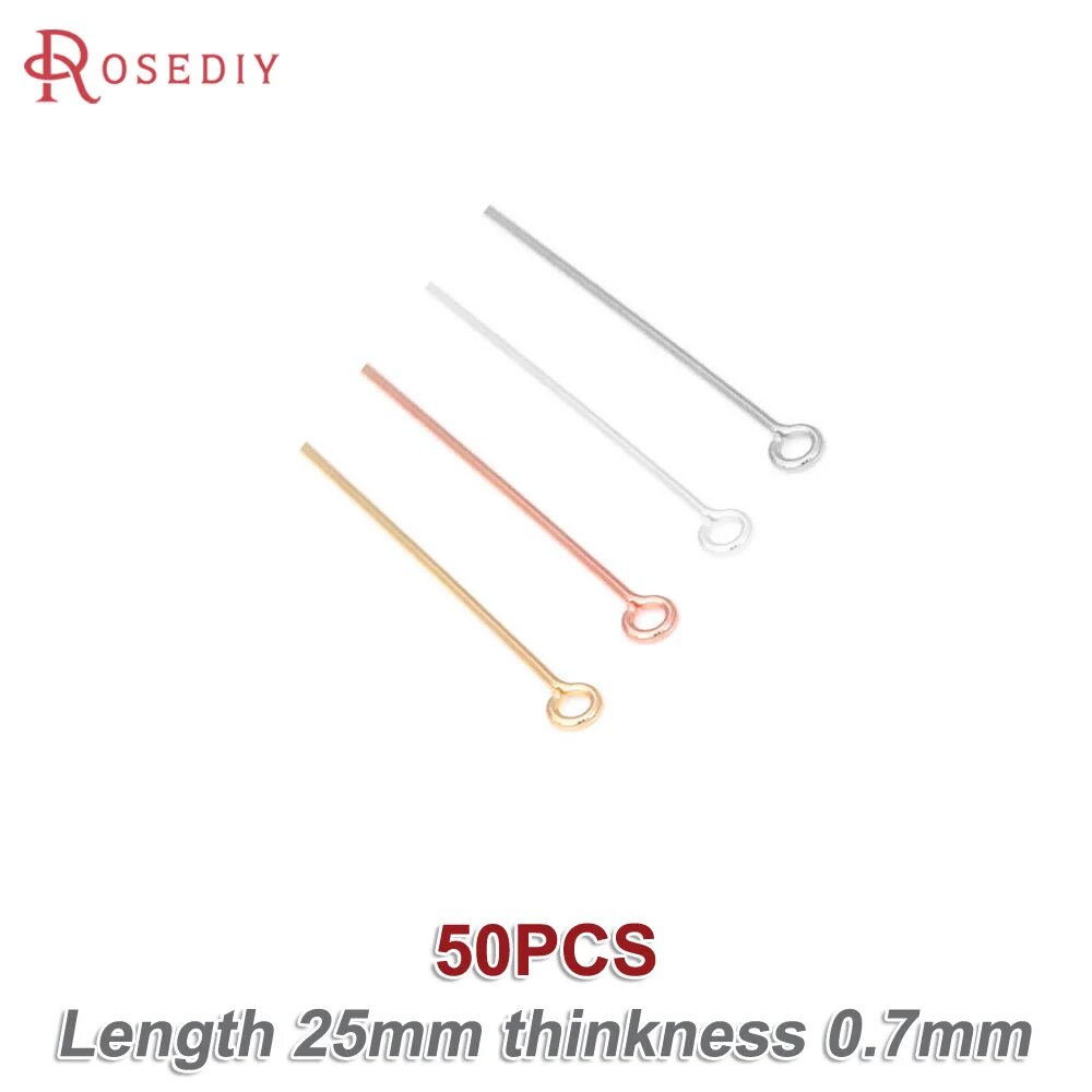 Плоские булавки Rosediy латунные 18-каратное золото Platinum Color, 25x0.7MM Eye Pin
