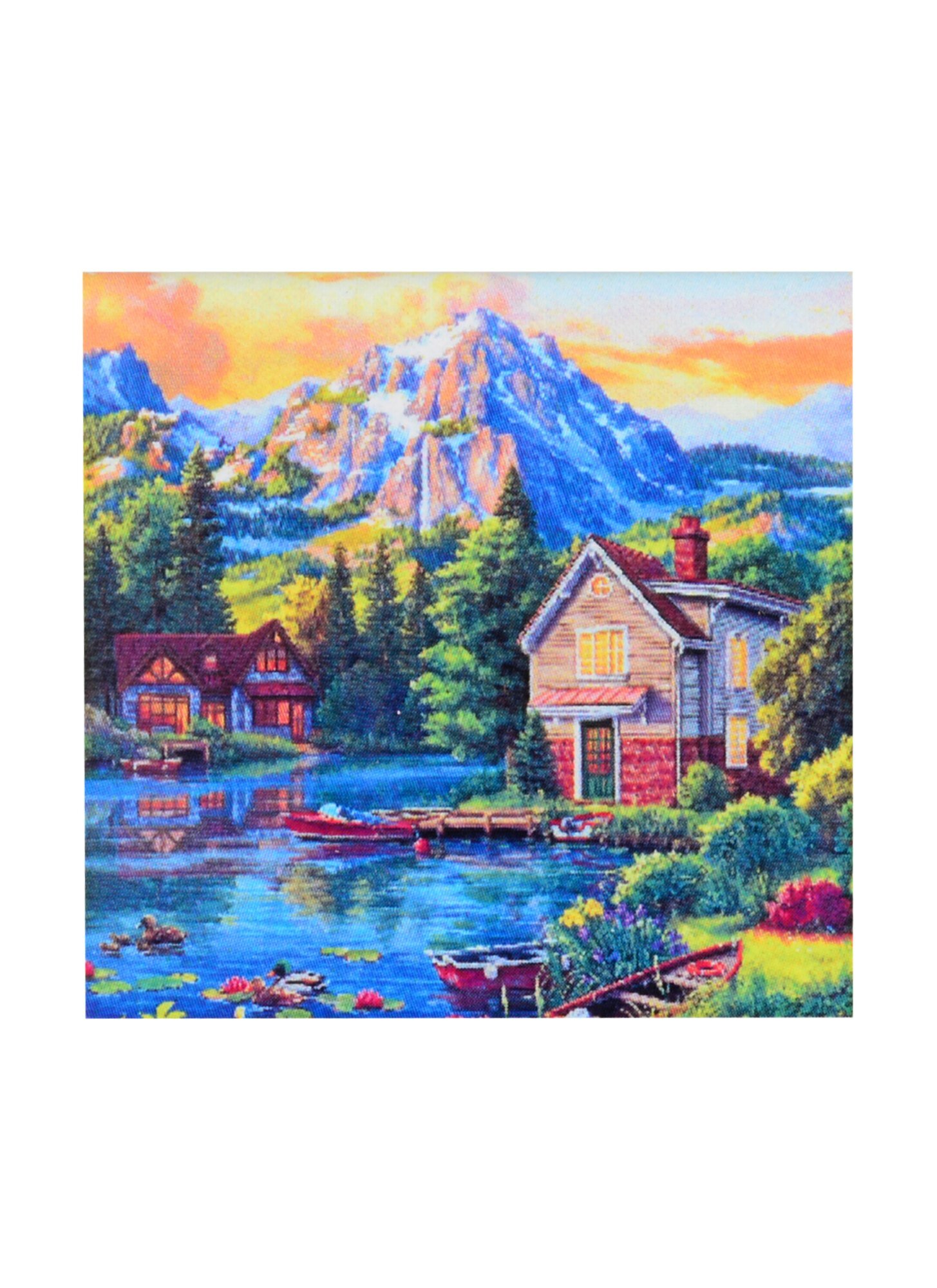 Алмазная мозаика Домик у пруда в горах (F2-016) (20х20см) (класс.) (квадр. стразы) (с подрамником) (полн. зап.) (25цв) (Рыжий Кот) (6+) (коробка)