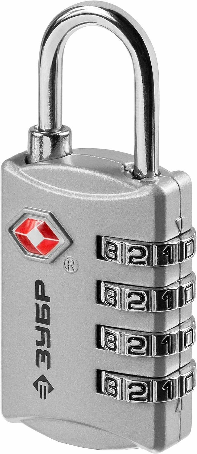 Кодовый багажный замок ЗУБР, TSA, 4 диска, профессиональный 37114