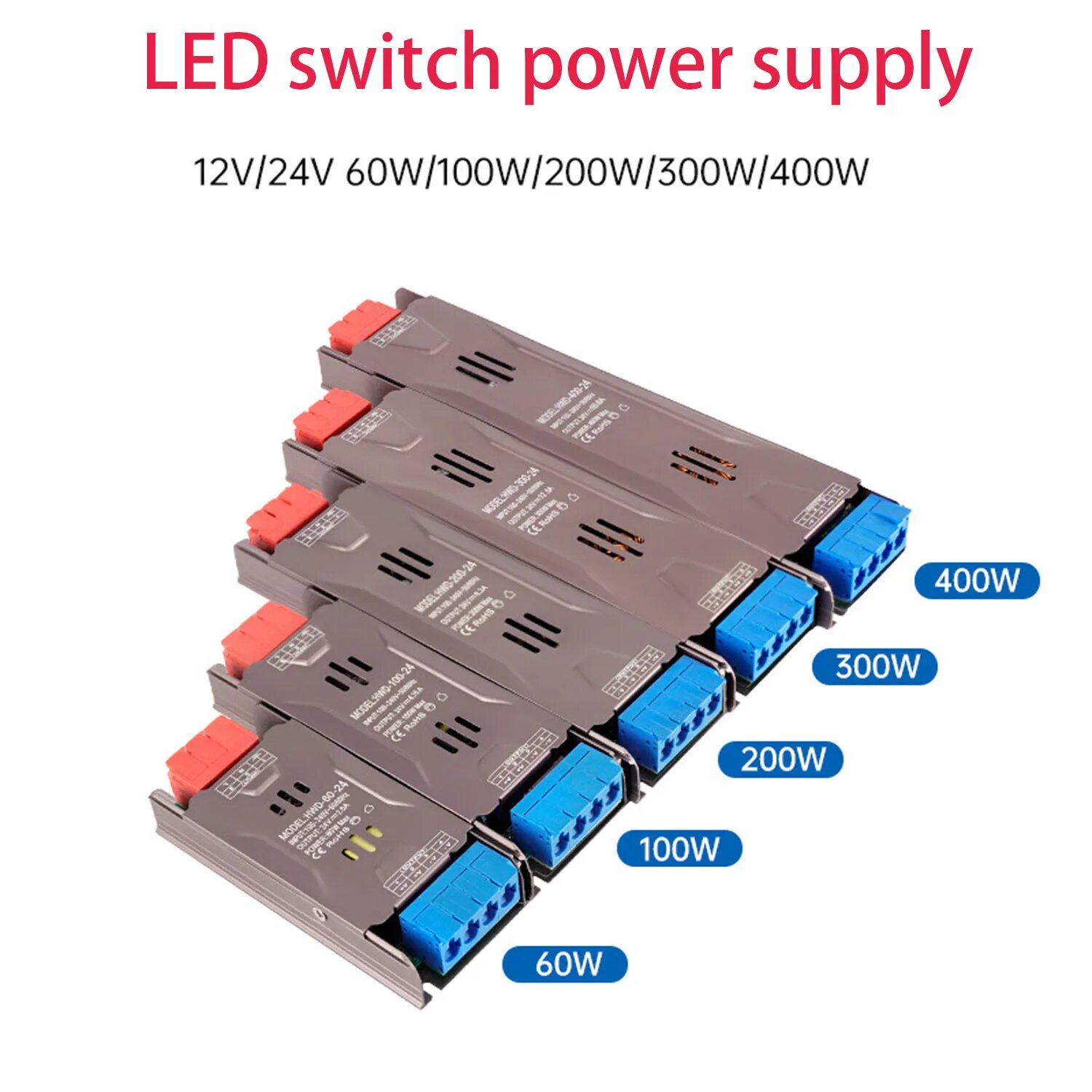 Трансформатор освещения FCOB WS2815 12В/24В 60-400Вт 400W, 24V