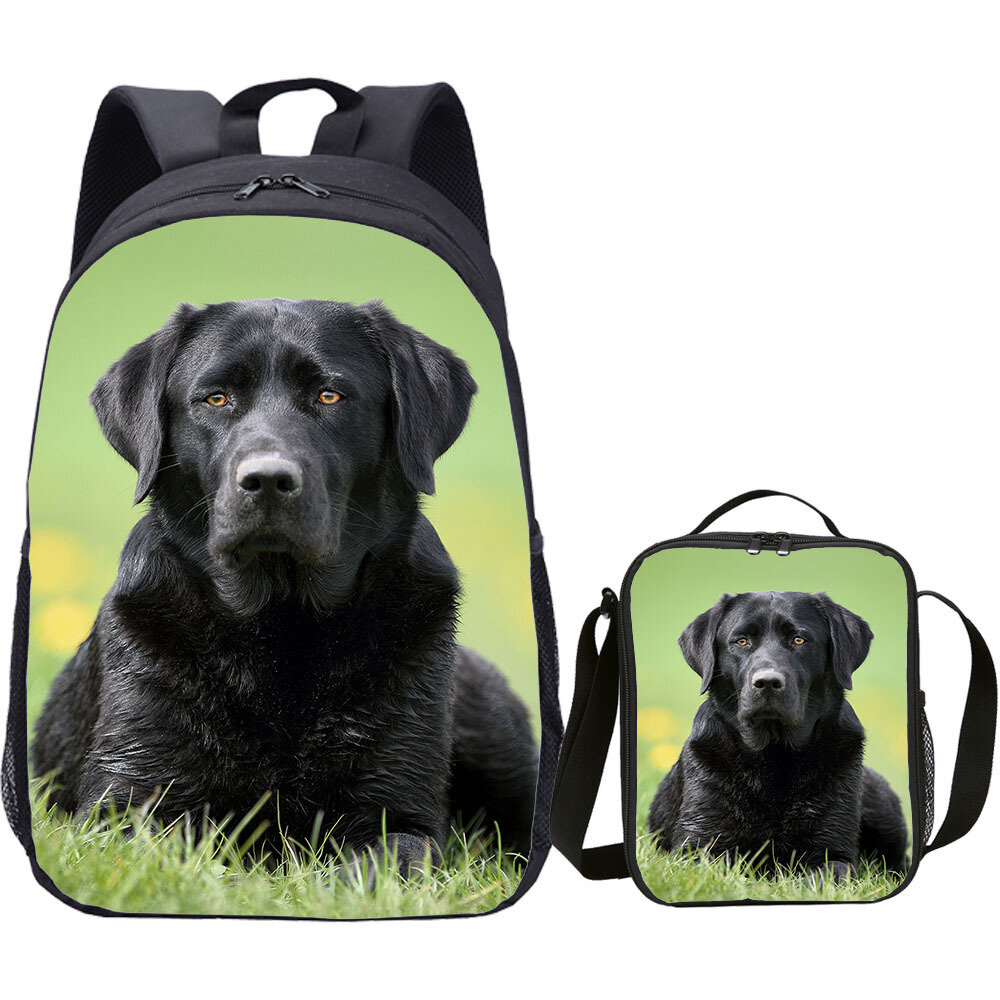 Dog Labrador Schoolbag Цветная печать 17-дюймовый большой емкости Студент начальной школы Школьная сумка для обеда Костюм