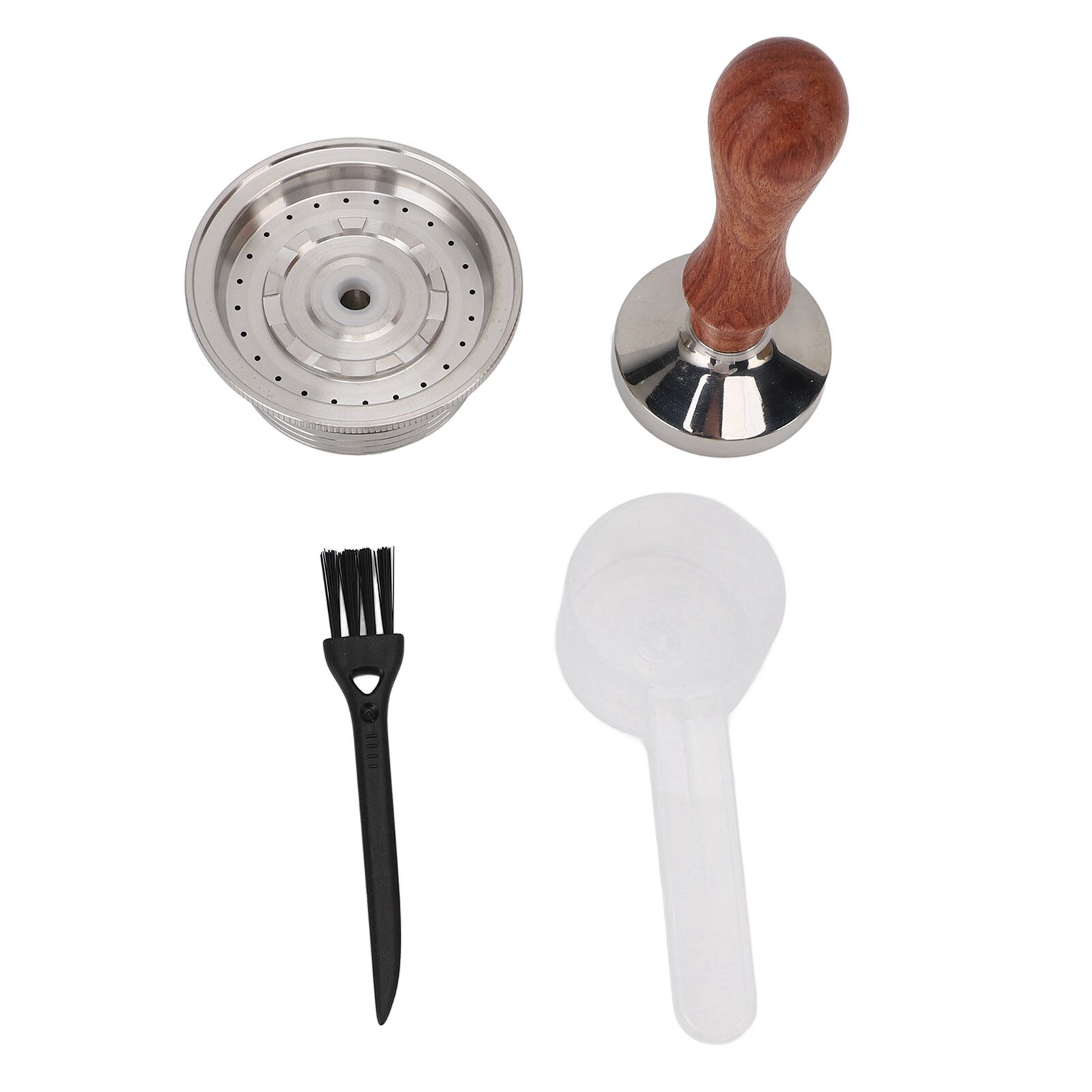 Капсула многоразового кофейного капсулы 304 Справочная капсула из нержавеющей стали с брельчатой и ложкой для кофеварков