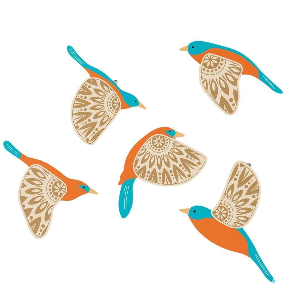 5 шт. Настенный декор в виде черной деревянной птицы/Деревенский декор в стиле народного искусства для indoo