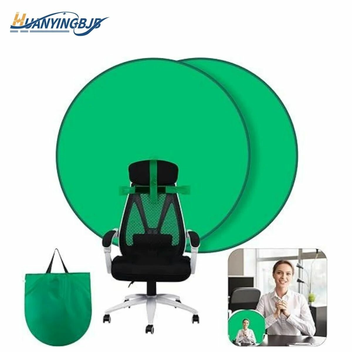 110CM Хромакей на кресло для стрима HUANYINGBJB Фотофон складной на пружине зеленый на стул, для фото видео съемки