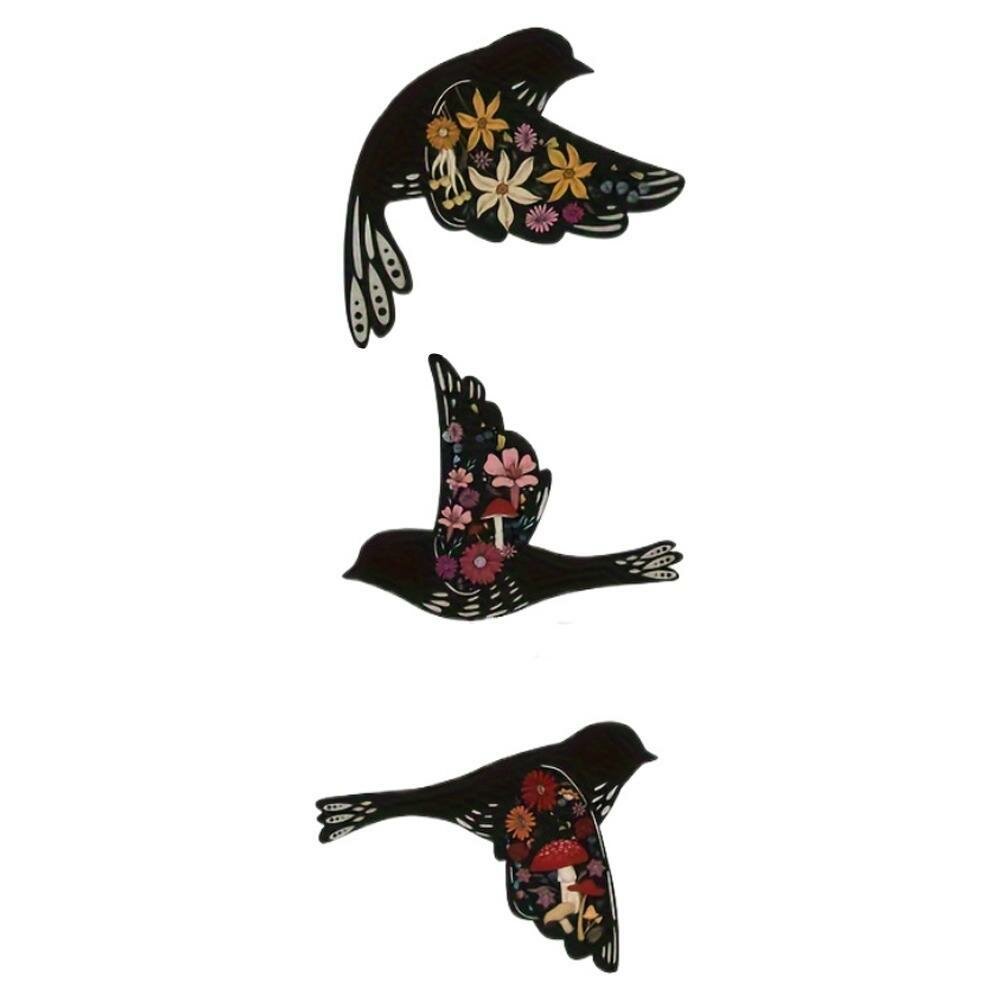 5 шт. Настенный декор в виде черной деревянной птицы/Деревенский декор в стиле народного искусства для indoo