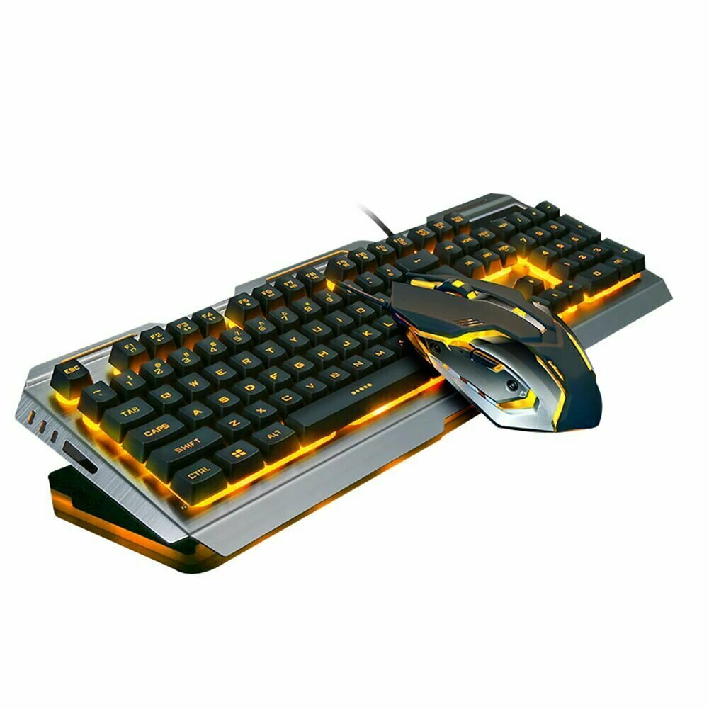 Проводная игровая клавиатура и мышь VODOOL, Tungsten Gold