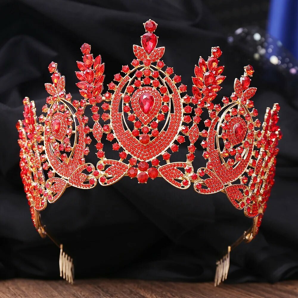 Тиара DIEZI, горный хрусталь, full red gold