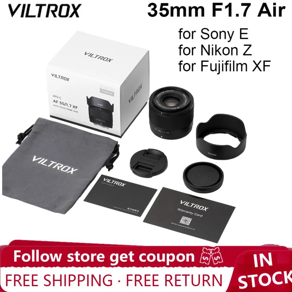Объектив VILTROX AF 35 мм F1.7 для Fujifilm Sony Nikon Sony E-mount (APS-C)