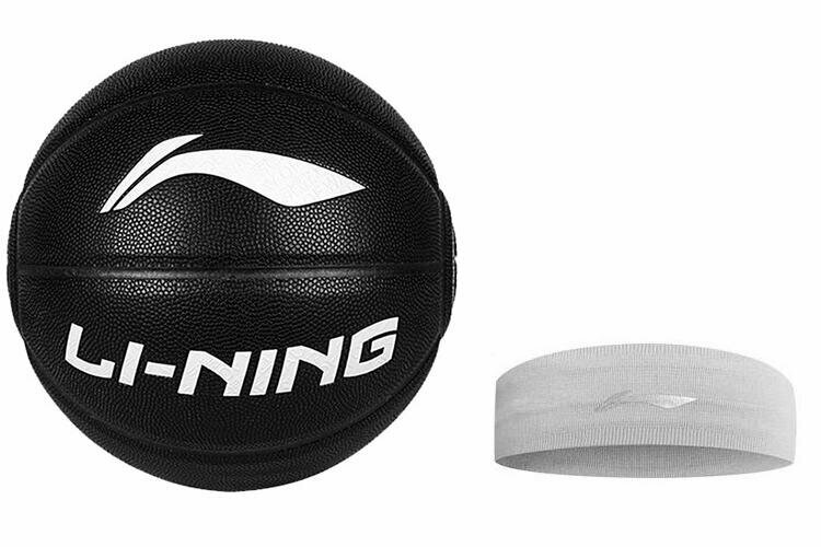 Баскетбольный мяч унисекс LINING Badfive PU, черный, размер 7, для тренировок и соревнований