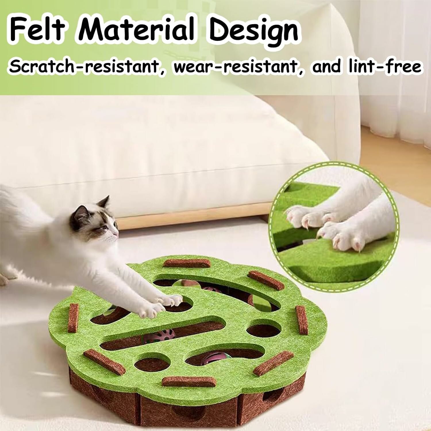 DINGXIAN Интерактивная игрушка-головоломка из фетра для кошек: когтеточка, лабиринт с колокольчиками, для квартиры