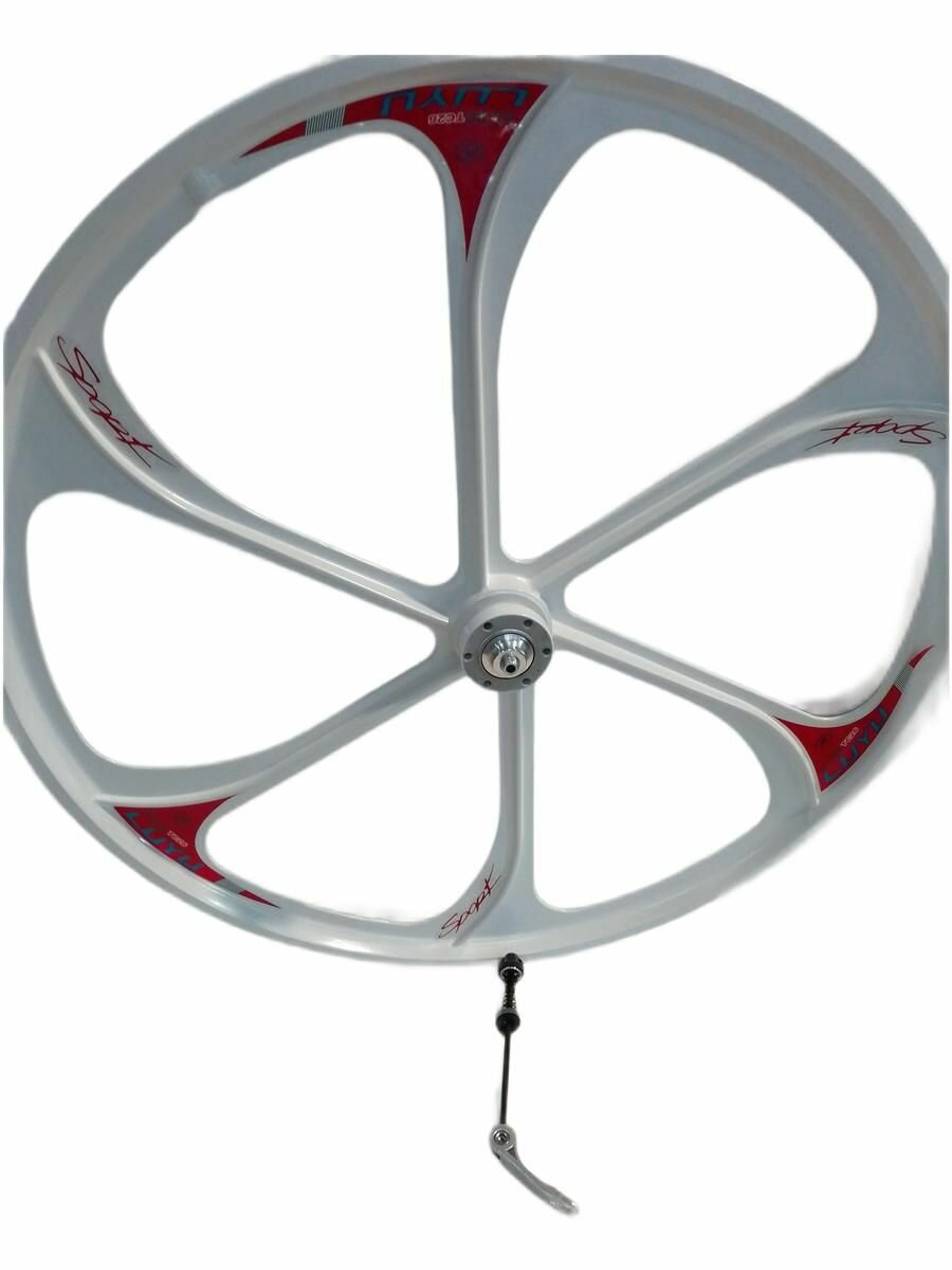 Колесо 26д литое, переднее, пром подшипник, эксцентрик под дисковый тормоз (белый)