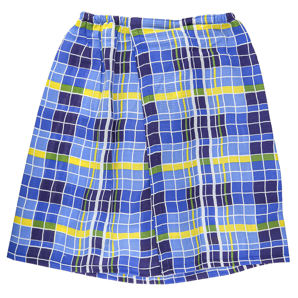 Килт мужской Домашняя Мода “осетинская клетка”, для бани и сауны, вафельная, хлопок 100%, 145х60 см (Килт-1)