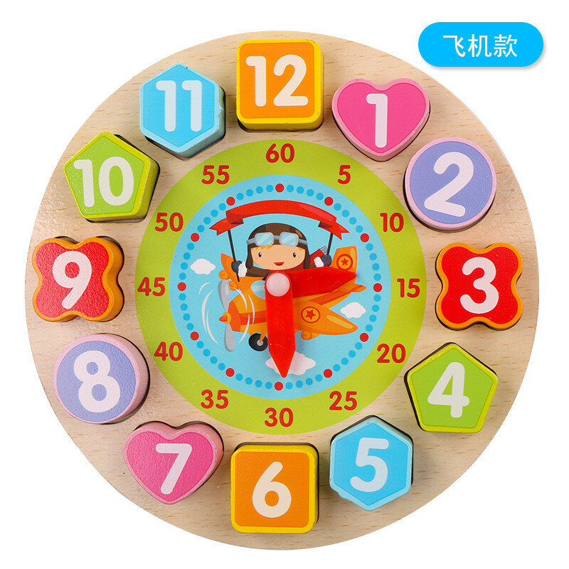 Детские обучающие деревянные цифровые часы с животными для юных учеников самолет, Timeless Design