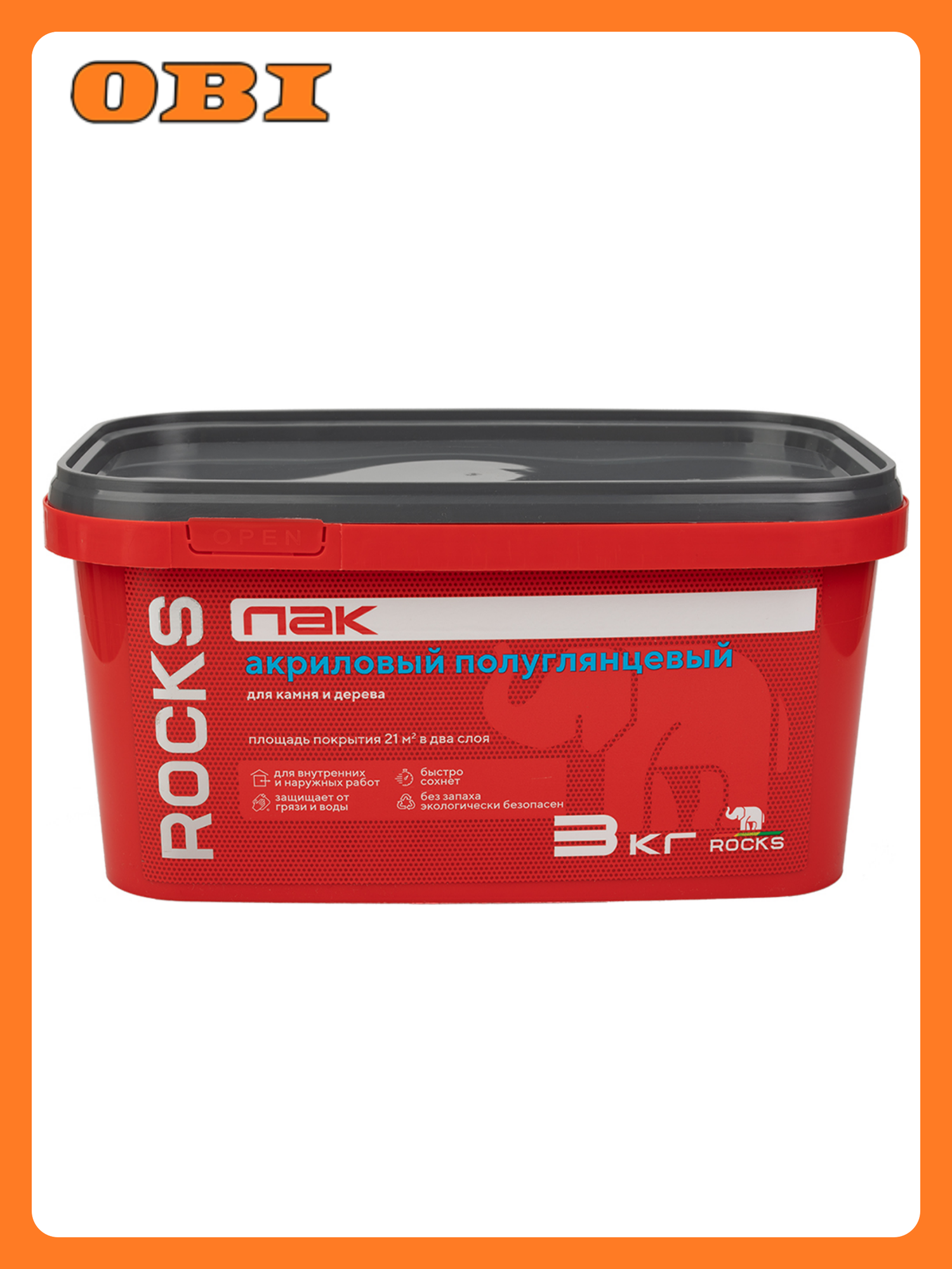 Лак ROCKS, акриловый, для дерева и камня, полуглянцевый, 3 кг