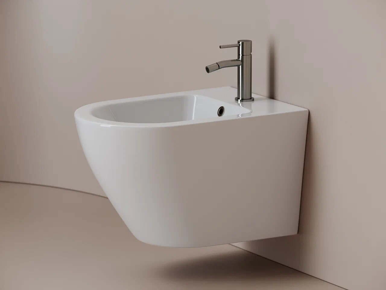 Биде подвесное Ceramica Nova Whirl CN11008 с крепежом для скрытого монтажа, белое