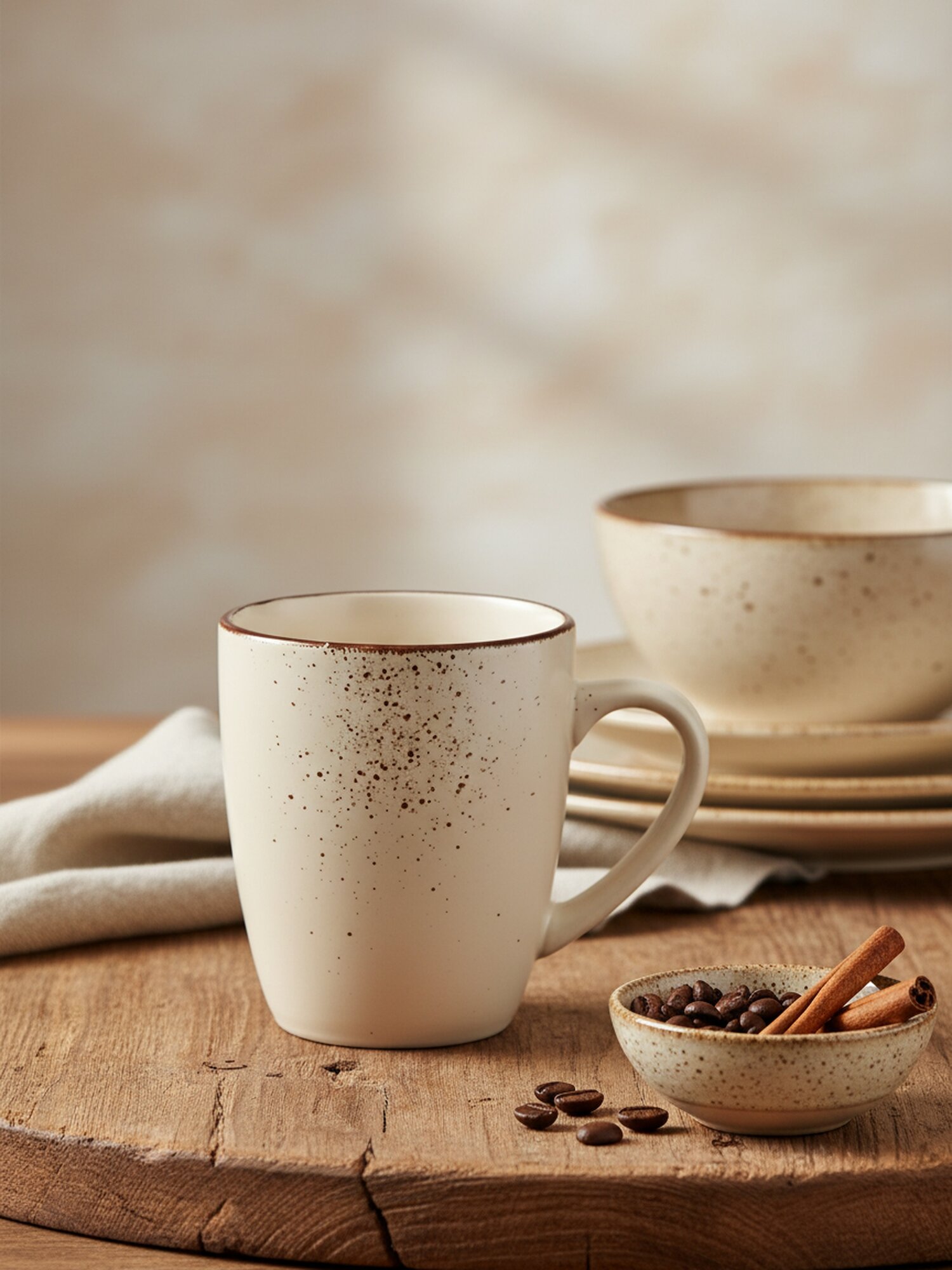 Кружка керамическая Domenik OH! SPLASH бежевая 350 мл, стильная посуда для дома и офиса, подарок на каждый день, DMD185