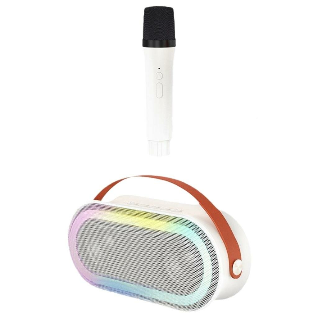 Портативные колонки с микрофоном, Bluetooth 5.3, детский караоке-набор, Белый - одиночный микрофон