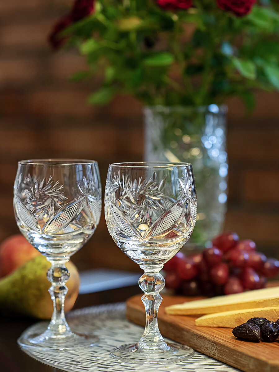 Хрустальные бокалы для белого и красного вина 250 мл, фужеры набор 2 шт, Неман