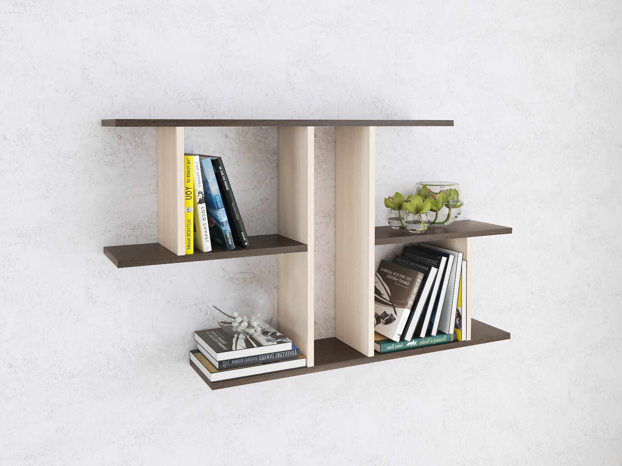 Полка навесная ПН-4 600х1050х180 (венге/дуб молочный) тэкс