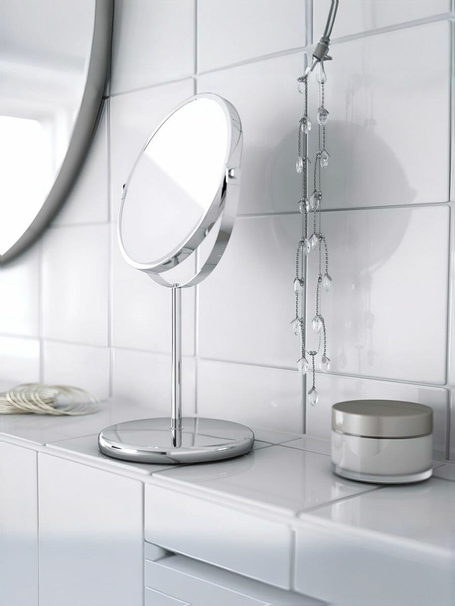 Настольное зеркало IKEA TRENSUM, двустороннее, нержавеющая сталь, серебристое