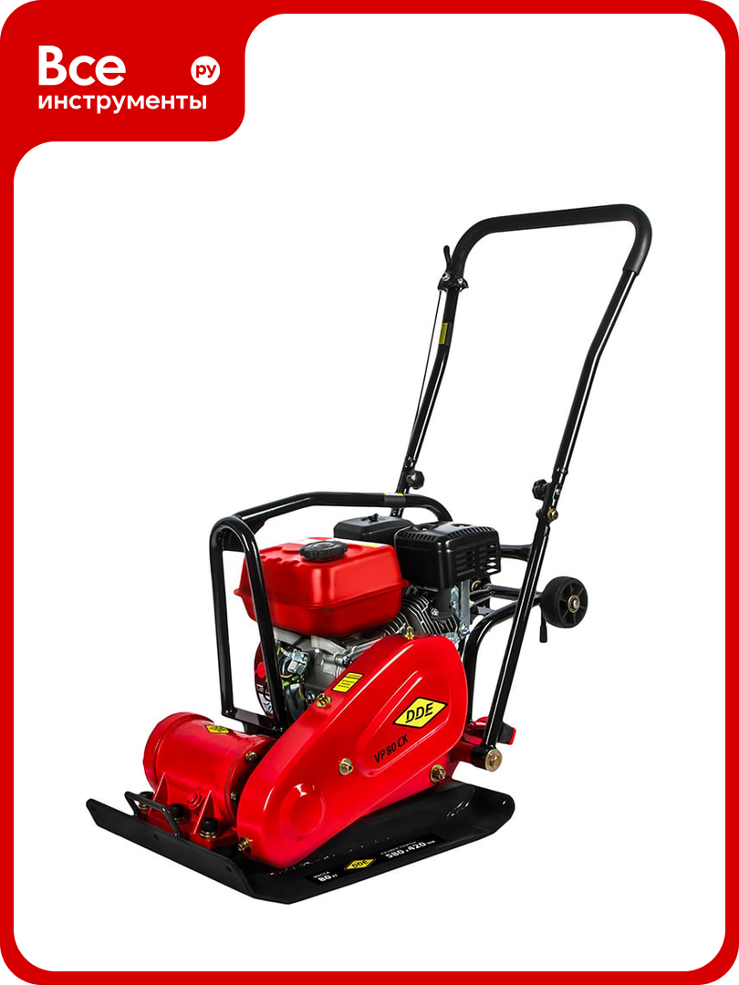 Виброплита DDE VP80‑CK 908‑702, профессиональная, с бензиновым четырёхтактным двигателем, стальная плита, высокая сила