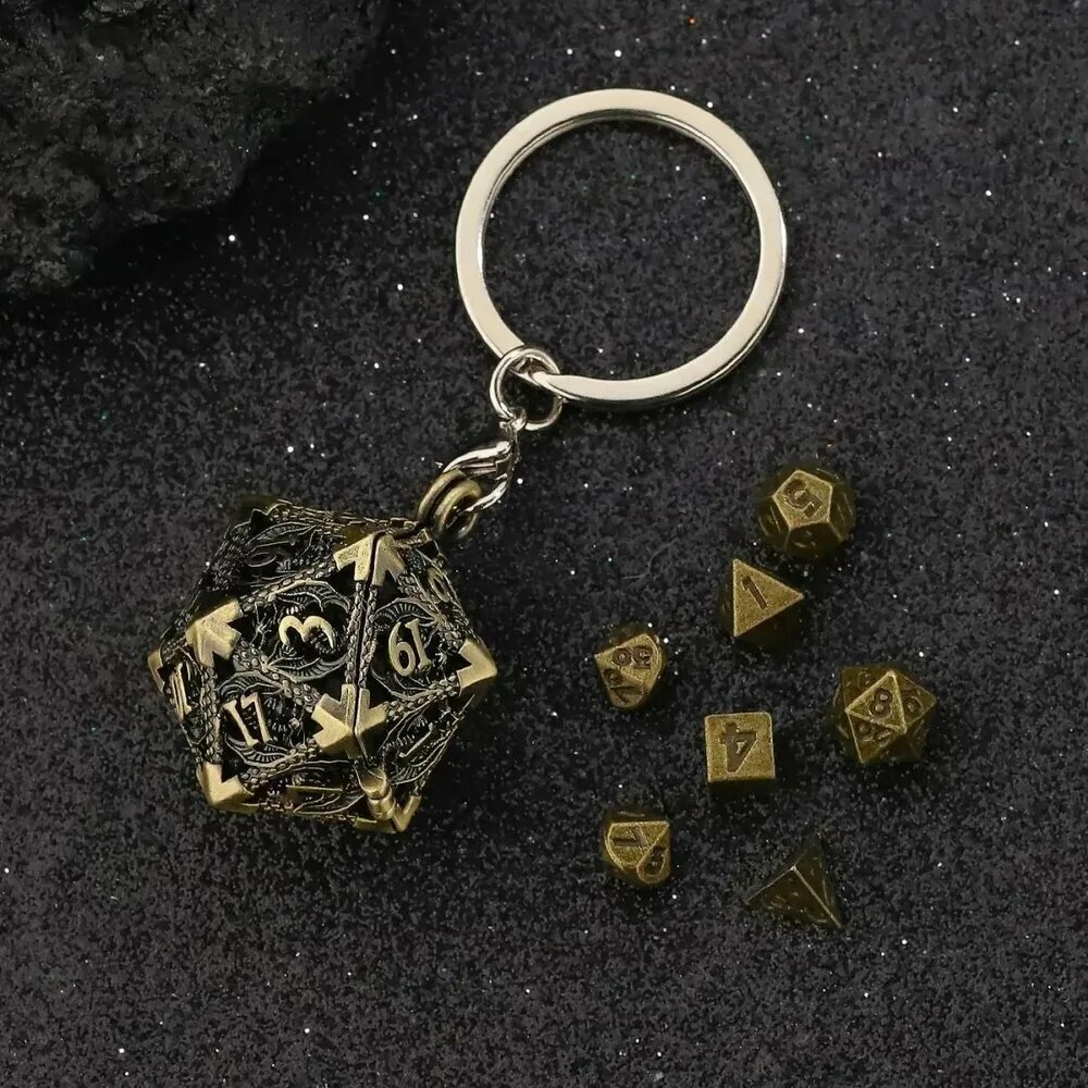 Металлический брелок с дайсом d20 D&D Кубик для ключей Подарок геймеру