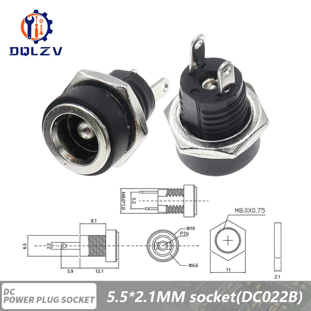 5.5*2.1мм DC Разъем (DC022B) Type A, 5шт