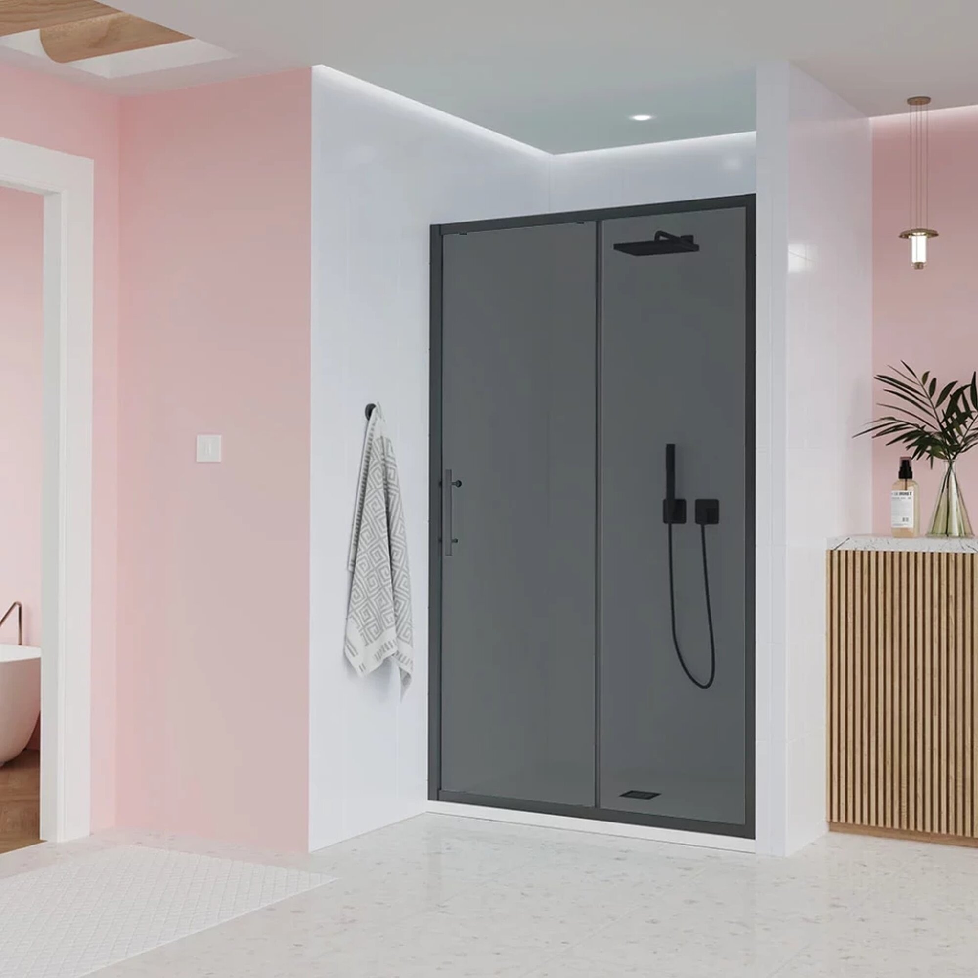 Душевая дверь Veconi Evo 100 B, 1200x1950, черный матовый, стекло тонированное матовое