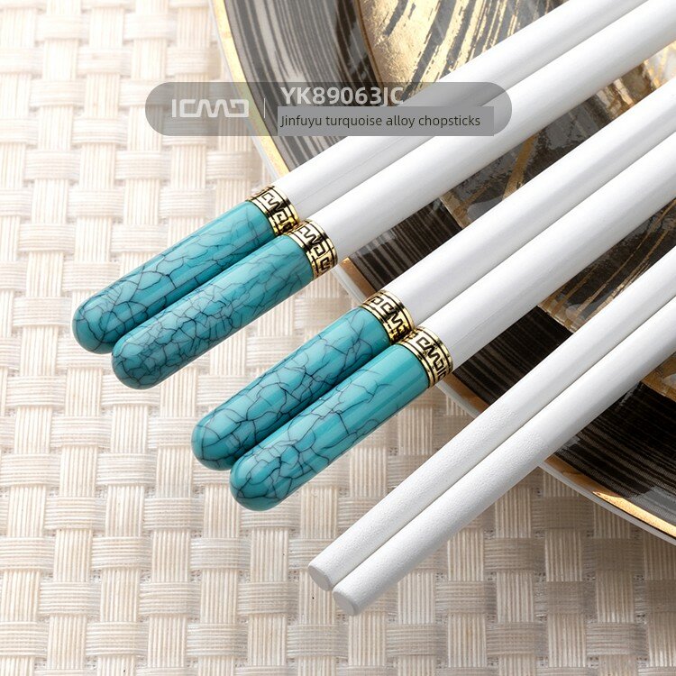 Палочки для еды из нескольких сплавов клиента Jinfu Jade Han, белое золото, инкрустированные нефритовым отелем,