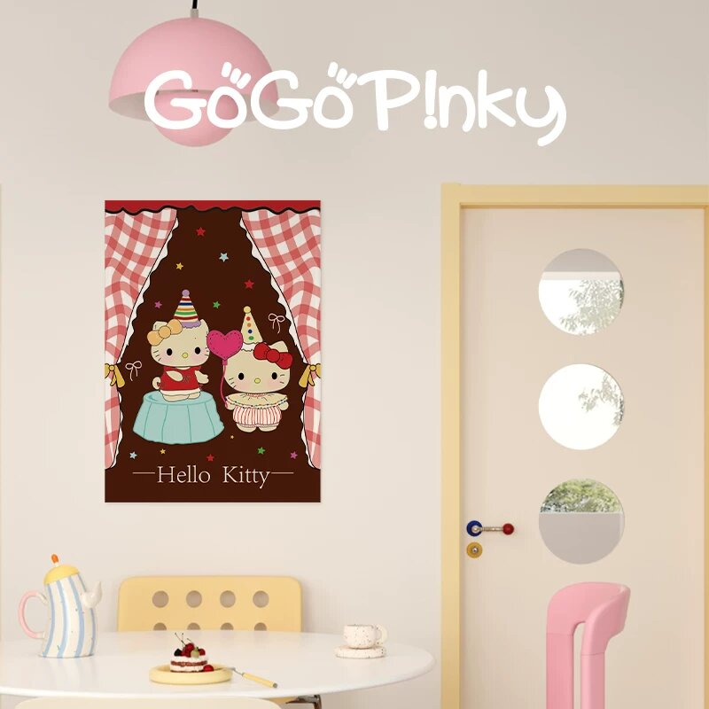 Ткань для декора стен в стиле Hello Kitty для гостиной и столовой, ткань для украшения изголовья кровати в корейском