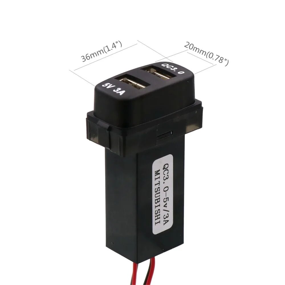 Автомобильная розетка для быстрой зарядки QC3.0 + 5 В, 3 А, USB-интерфейс для Mitsubishi, Asx, Lancer, Outlander, Pajero.