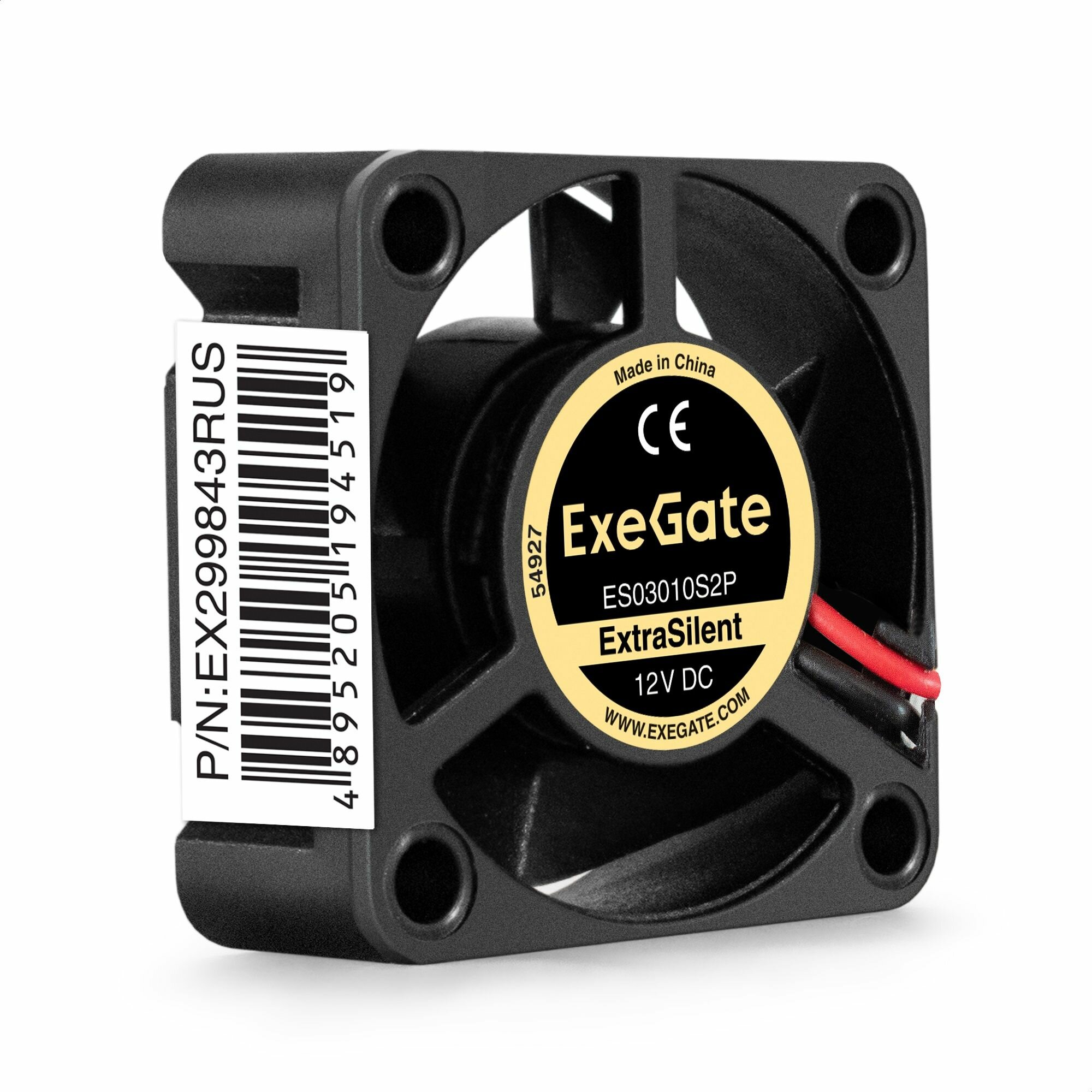 Вентилятор 12В DC ExeGate ExtraSilent ES03010S2P (30x30x10 мм, Sleeve bearing (подшипник скольжения), 2pin, 8000RPM, 18dBA) EX299843RUS