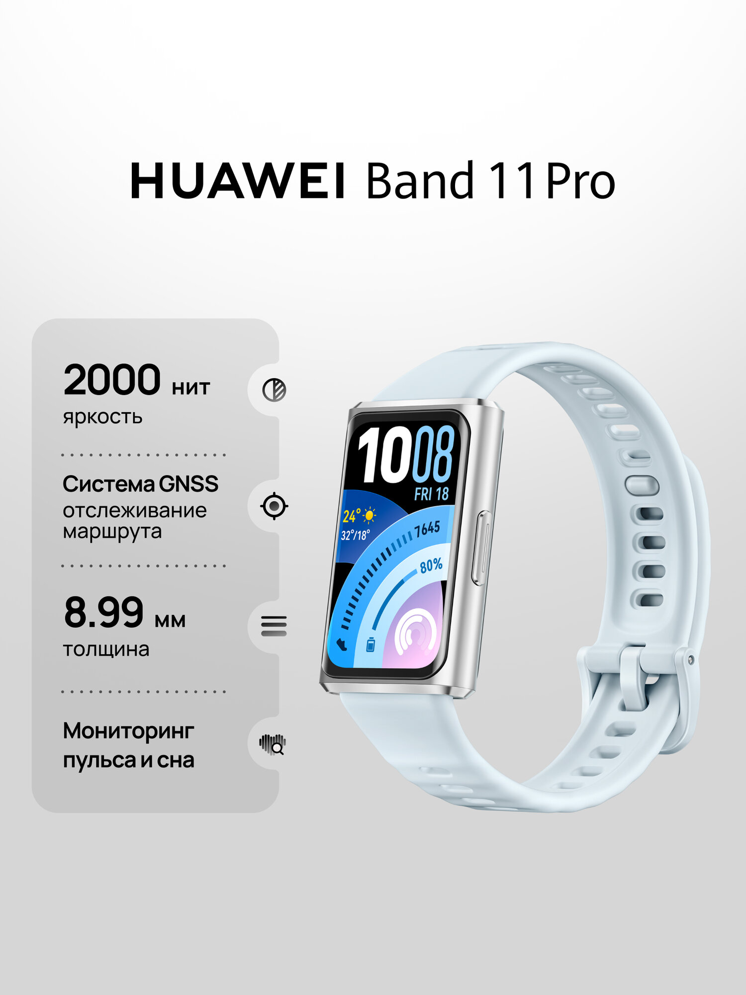 Смарт часы HUAWEI Band 11 Pro , Голубой цвет, Ростест (ЕАС).