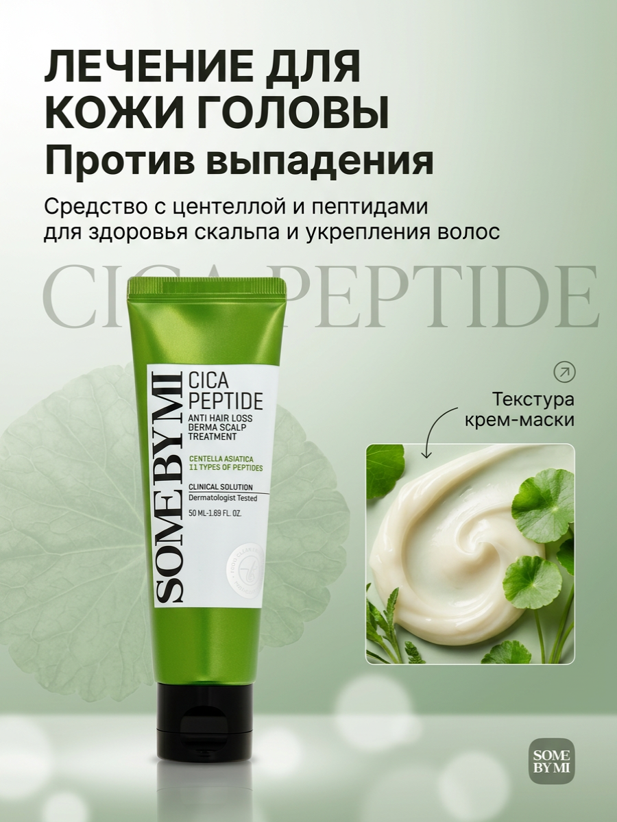 Укрепляющая маска для волос с центеллой и пептидами Some By Mi Cica Peptide Anti Hair Loss Treatment