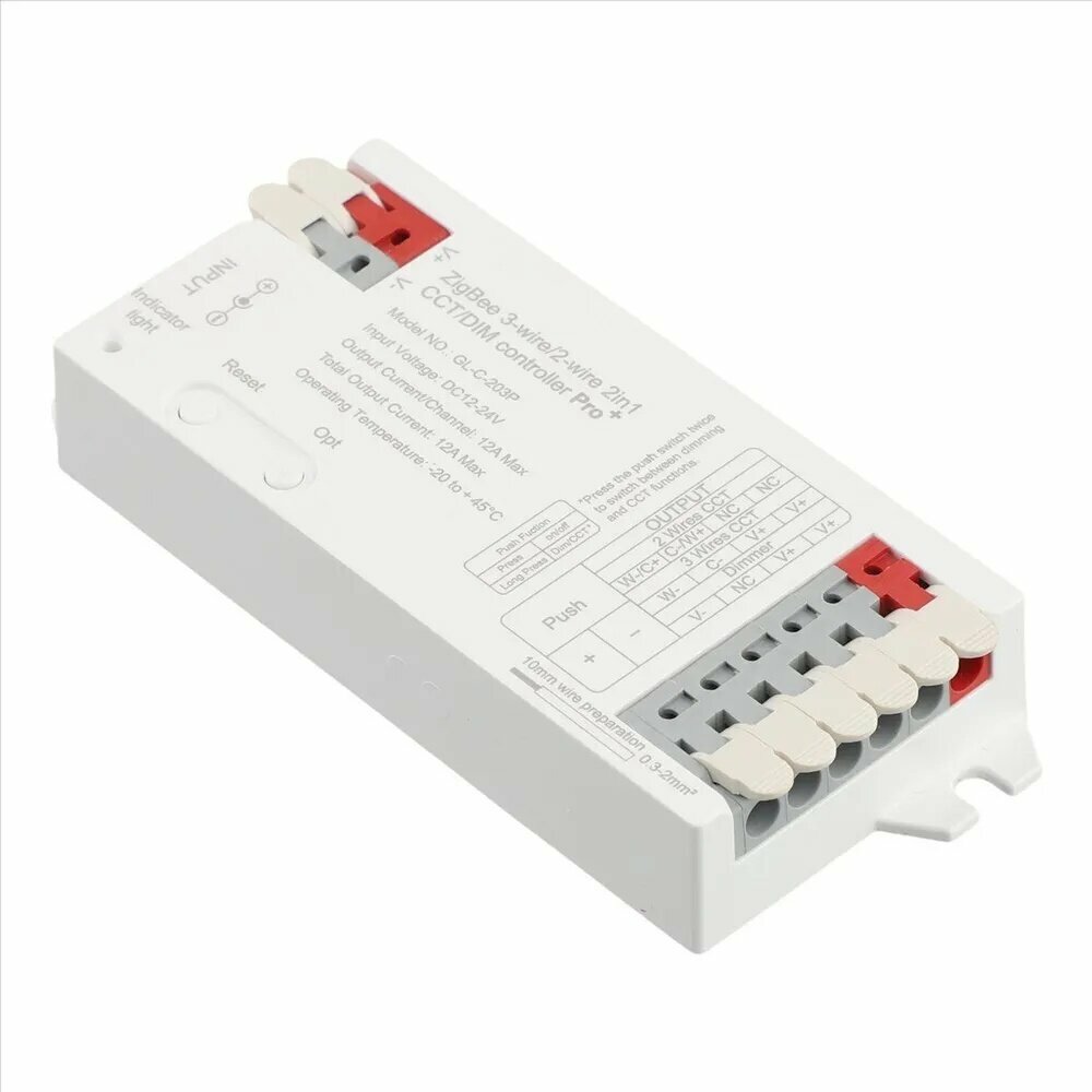 ZigBee 3.0 Pro+ 2в1 CCT диммер контроллер светодиодной ленты DC12-24V Max12A Alexa Homey Tuya Smart Life APP управление